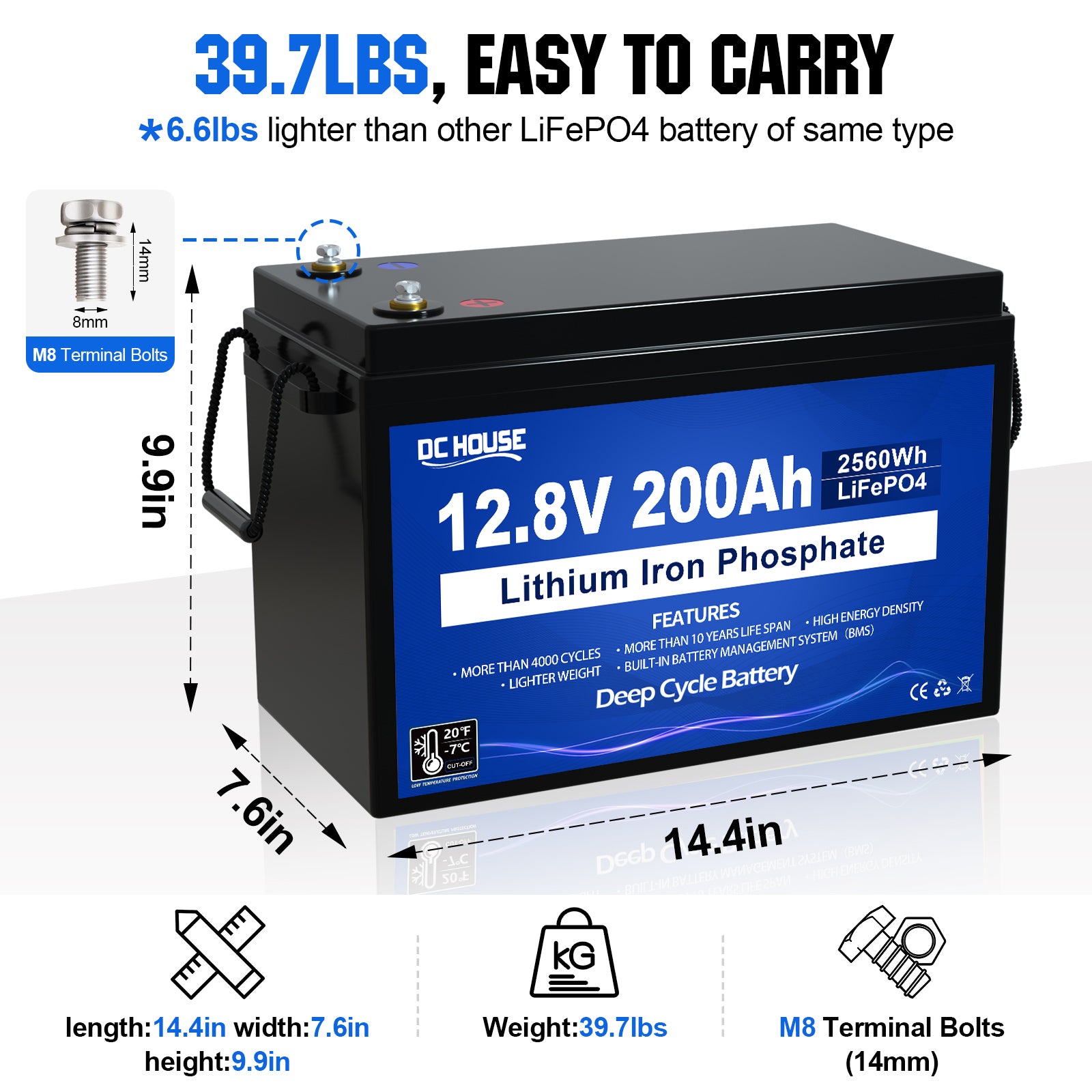 12V 200Ah Deep Cycle LiFePO4 Lithium Battery | DC HOUSE